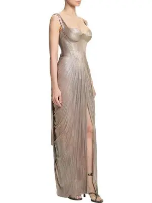 MARIA LUCIA HOHAN Anais Pleated Maxi Dress - Neutrals
