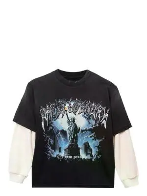 PARIS LAUNDRY Layered Graphic T-shirt - Black