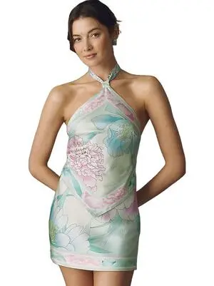 Retrofete Adelaide Silk Mini Dress - Green Floral