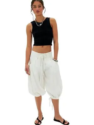 Free People Textured Ribbed Cropped Tank Top - Black