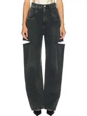 MAISON MARGIELA Cut Out Barrel Leg Jeans - Black Washed