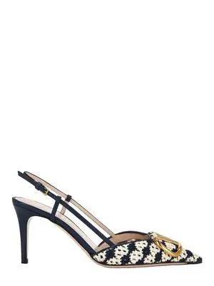 Valentino Garavani Valentino Garavani V Logo Signature 80 Slingback Worker Papyrus & Worker