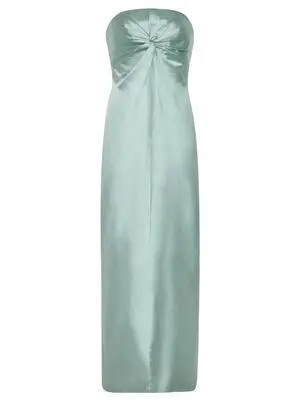 MILLY Michell Satin Strapless Maxi Gown - Sage