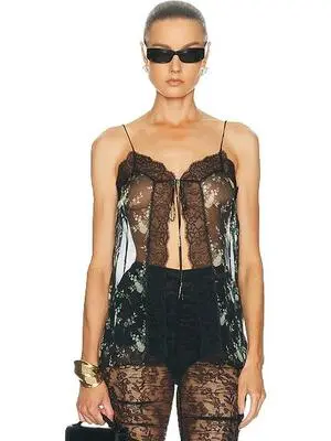 Dolce & Gabbana Sheer Floral Camisole - Black