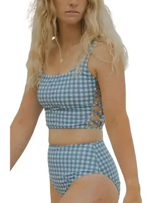 GEODE SWIMWEAR Georgia Tankini Top - Blue Gingham
