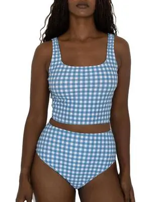 Geode Swimwear Georgia Tankini Top - Blue Gingham