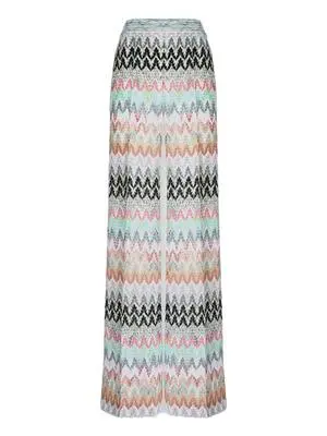 Missoni Wide-leg Trousers In Viscose And Cotton Lamé Lace Motif - Multicoloured