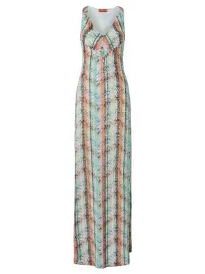 Missoni Sleeveless Long Dress In Viscose Lamé Blend With Multi-technique Knit - Multicoloured