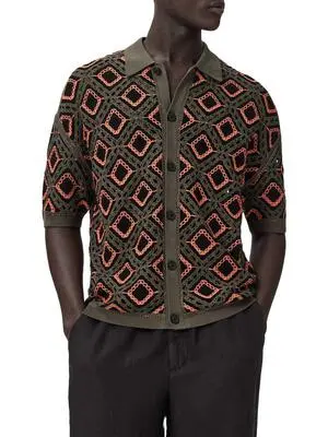 ALLSAINTS Morena Knit Short Sleeve Cardigan - Salmon Orange