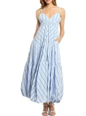 CINQ À SEPT Cinq À Sept Evory Stripe Bubble Hem Cotton Blend Sundress