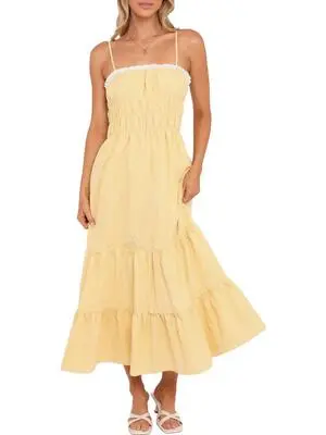 PETAL & PUP Bernadine Gingham Cotton Blend Maxi Dress - Mango