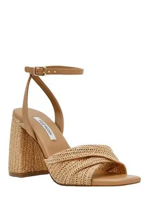 Steve Madden Mandy Ankle Strap Sandal With Block Heel - Raffia