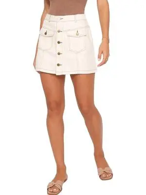PETAL & PUP Presley Button-front Denim Skort - Bone