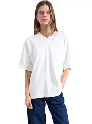 TOPSHOP Topshop Drop Shoulder V-Neck Tee