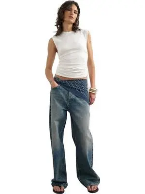 Topshop Ruched Drawcord Cropped Tank - Ivory
