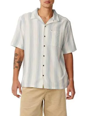 Rip Curl Classic Surf Weaver Stripe Cotton Camp Shirt Bone