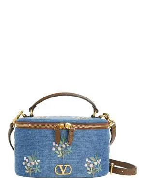 Valentino Garavani Vlogo Signature Embroidered Vanity Case - Blue Multi