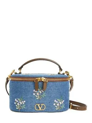Valentino Garavani Vlogo Signature Embroidered Vanity Case - Blue Multi