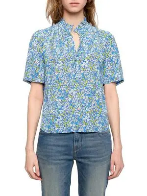 Zadig&Voltaire Floral Print Short Sleeve Top - Pear