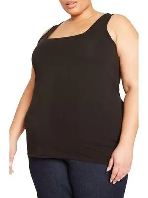 Universal Standard Square Neck Stretch Cotton Tank - Black