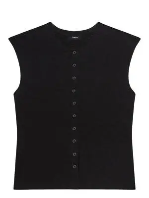 Theory Organic Cotton Button-up Vest - Black