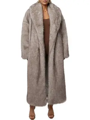 JLUXLABEL Aspen Days Faux Fur Coat - Ivory/brown