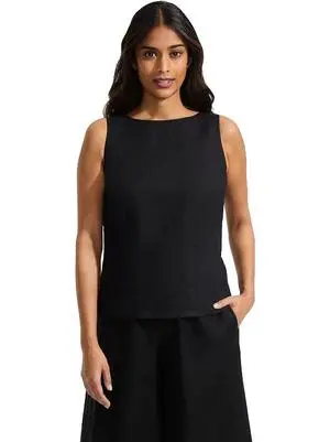 LANDS' END Linen Sleeveless Peplum Top - Black
