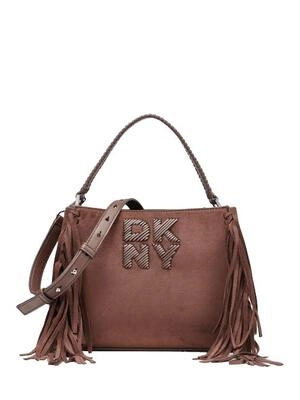 Dkny Foster Medium Satchel With Fringe Detail - Chocolate