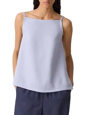 Theory Linen Blend Square Neck Tank - Cornflower