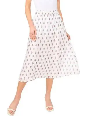 Halogen Printed A-line Midi Skirt - Calypso Coral