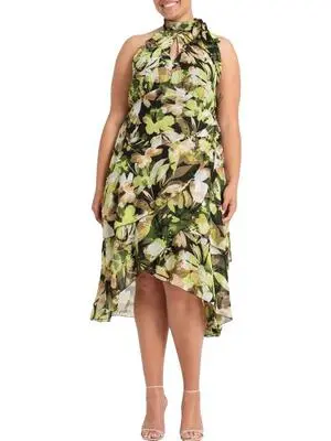 ESTELLE Chlora Print Ruffle Sleeveless Dress - Ivy