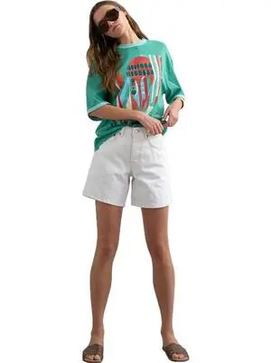 Topshop Editor Mid Rise Denim Shorts - White