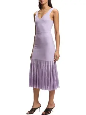 BOSS Sleeveless V-neck Pleated Midi Dress - Lavendar Tide