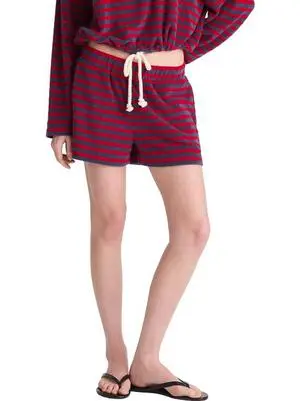 Madewell Terrycloth Striped Pull-on Shorts - Red Navy
