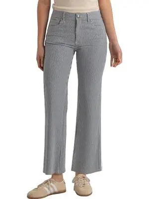 Kut From The Kloth KUT From The Kloth Kelsey Fab Ab Stripe Raw Hem Ankle Flare Jeans Navy/ivory
