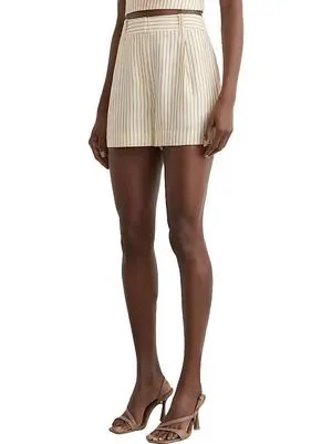REISS Tailored Stripe Shorts - Cream/black