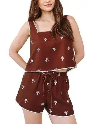 Bella Dahl Square Neck Trimmed Tank - Coconut Palm Print