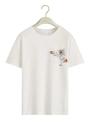 Dior Embroidered T-shirt - White Cotton Jersey With Multicolor Dior Bloom Tapestry Motif