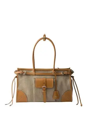 PRADA Prada Small Linen Bonnie Shoulder Bag