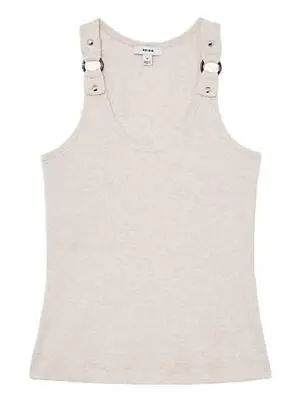 REISS Vinnie Hardware Embellished Stretch-cotton Vest - Neutral Marl