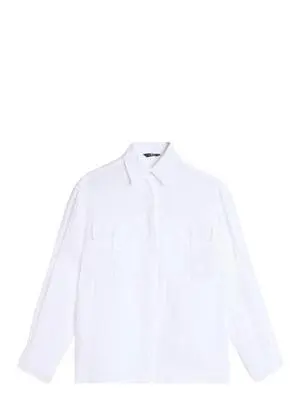 7 For All Mankind Utility Long Sleeve Linen Shirt - White