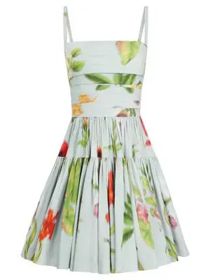 Oscar De La Renta Dominican Mixed-floral Cotton Poplin Tiered Dress - One-color