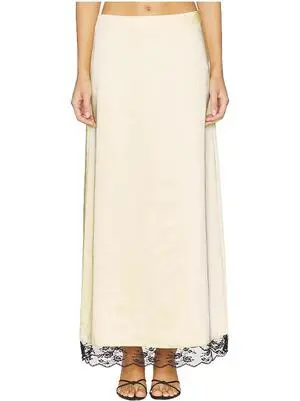 4TH & RECKLESS Satin And Lace Trim Skirt - Yellow