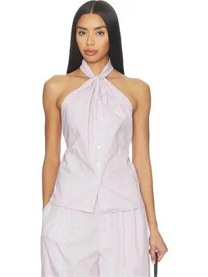 Ronny Kobo Micala Striped Halter Top - Hydrangea