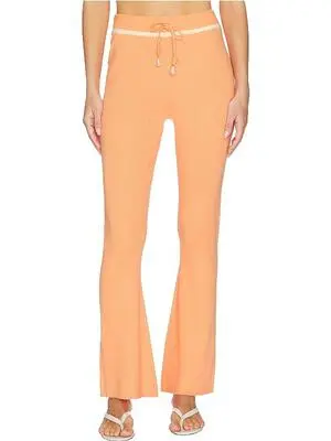 LA PORTE Ribbed Knit Flare Pants - Coral Reef