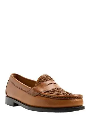 G.H.BASS Logan Penny Loafer With Woven Vamp - Brown