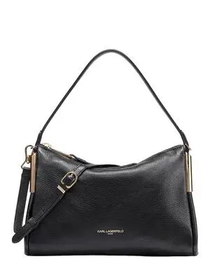 Karl Lagerfeld Paris Valerie Leather Crossbody Bag - Black/gold