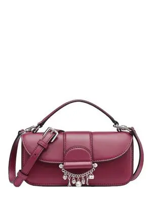 Karl Lagerfeld Paris Jocelina Leather Crossbody Bag With Charms - Currant