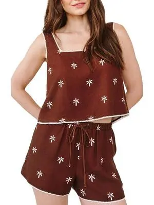 Bella Dahl Square Neck Crop Tank - Coconut Palm Print