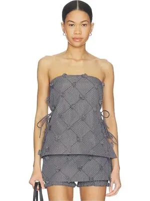 Line & Dot Thora Strapless Top - Black,white